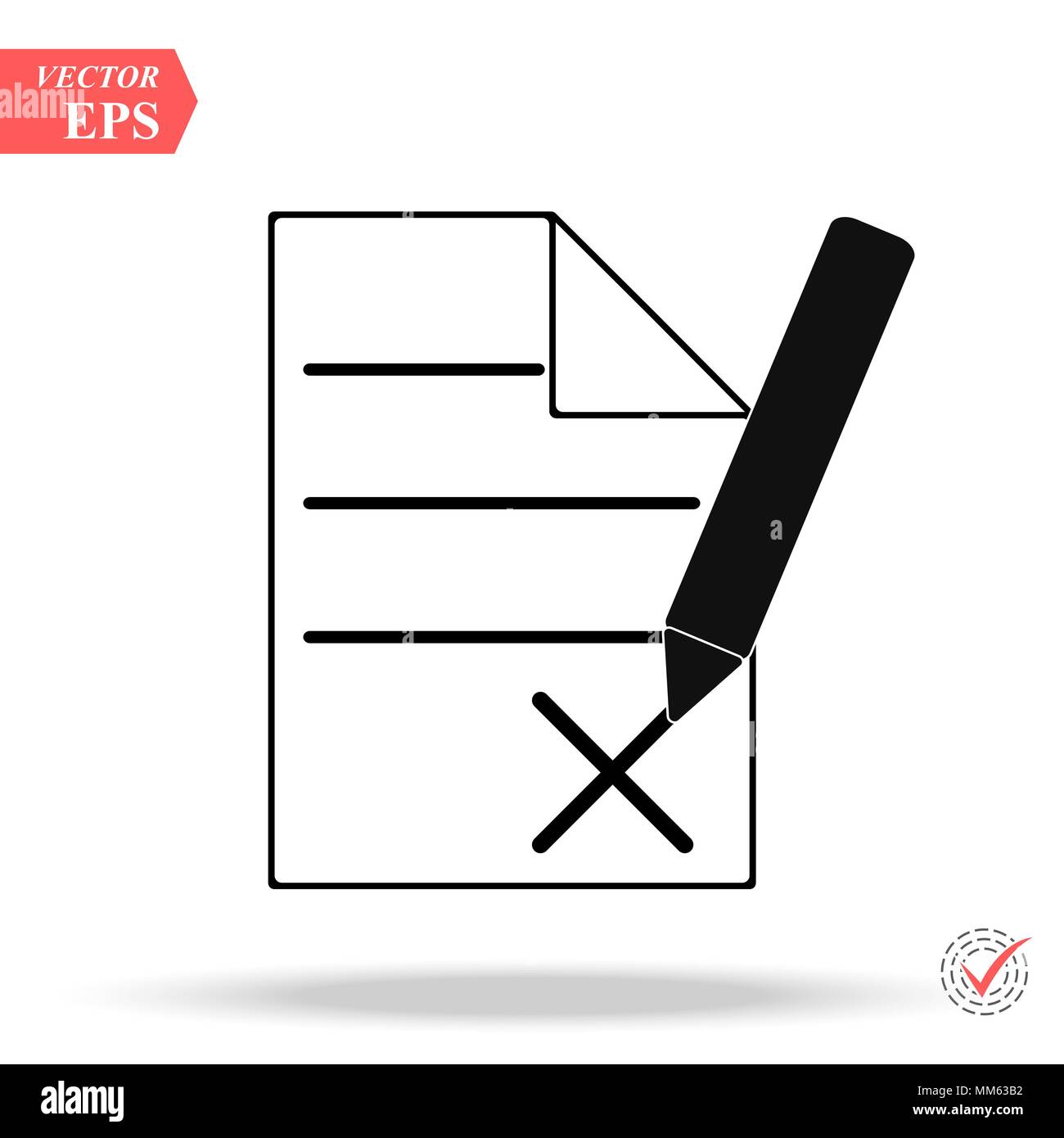 Text or file delete icon in simple outline design. EPS10 vector ...