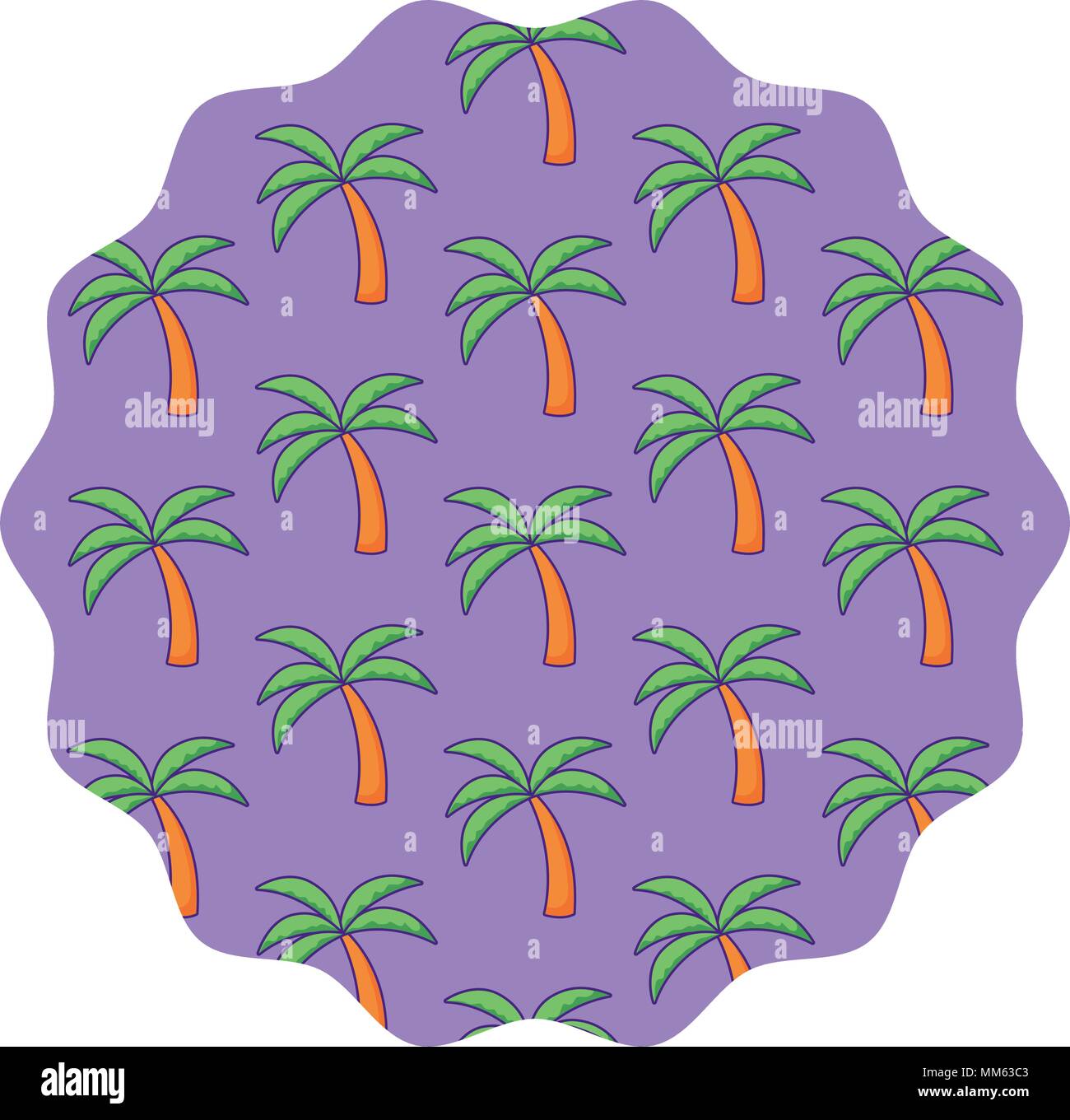 decorative circular frame with tropical palms pattern over white ...