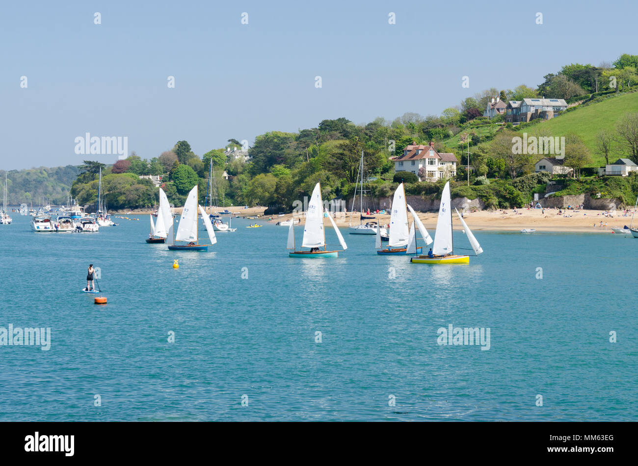 Sailing boats in the Salcombe Estuary in the South Hams,Devon,UK Stock ...