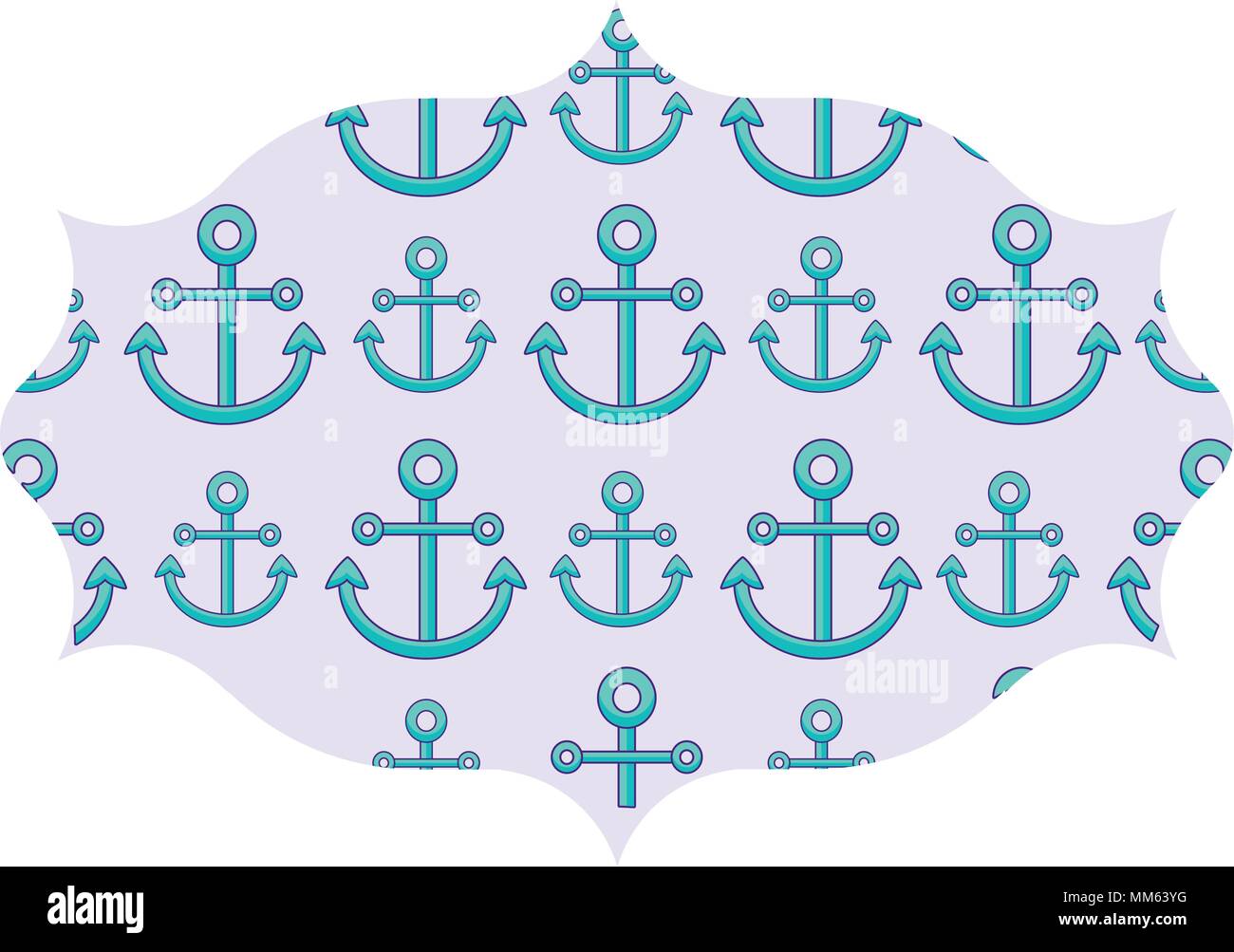 arabic frame with anchors pattern over white background, colorful ...