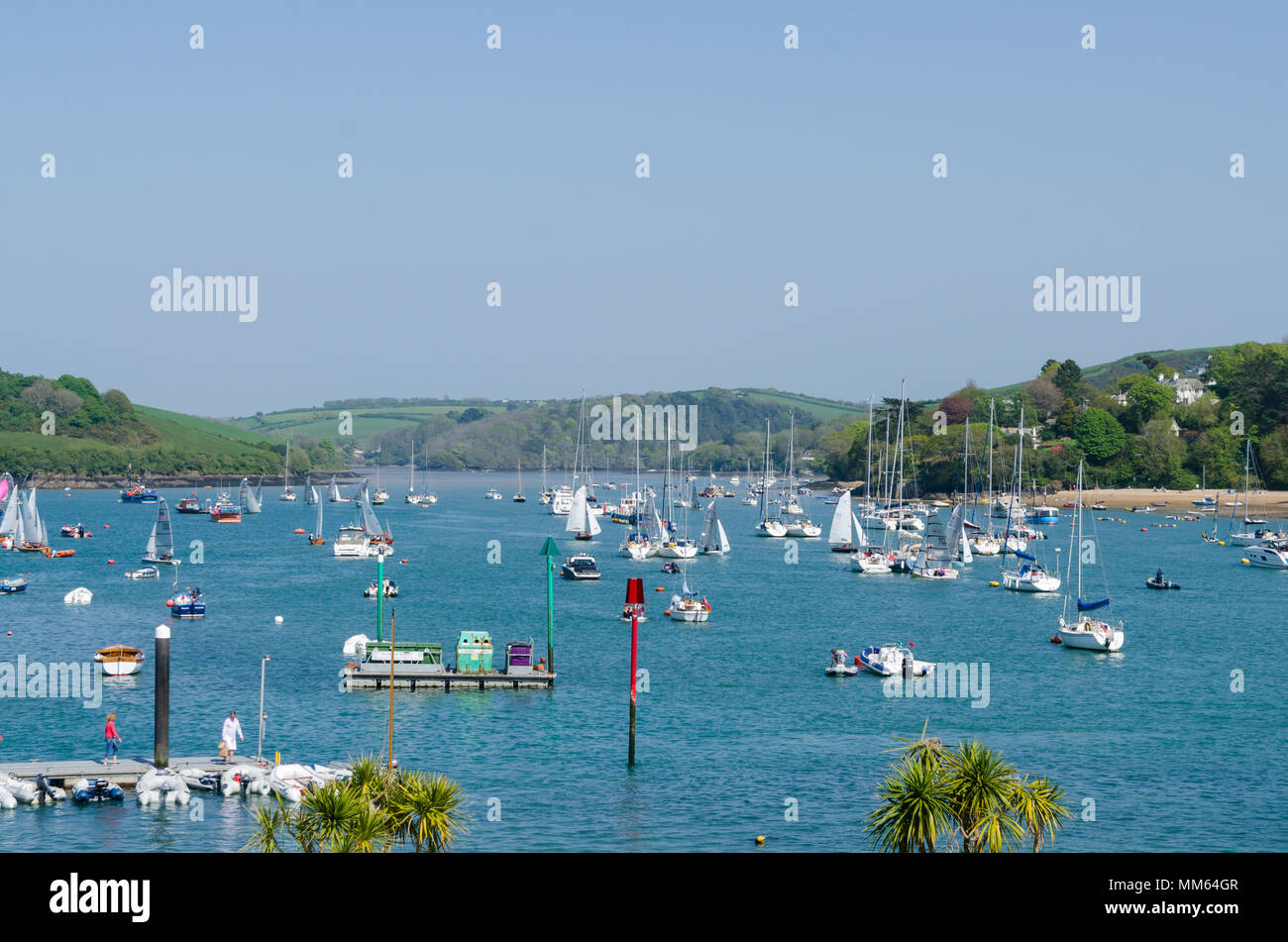 Sailing boats in the Salcombe Estuary in the South Hams,Devon,UK Stock ...