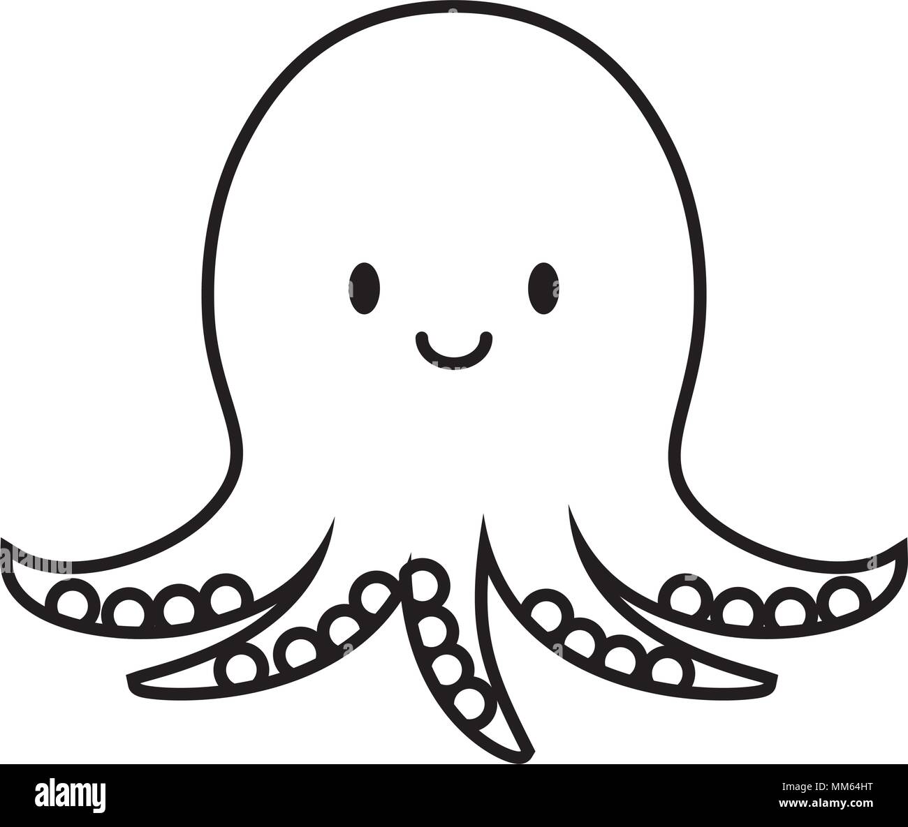 cute octopus icon over white background, vector illustration Stock ...