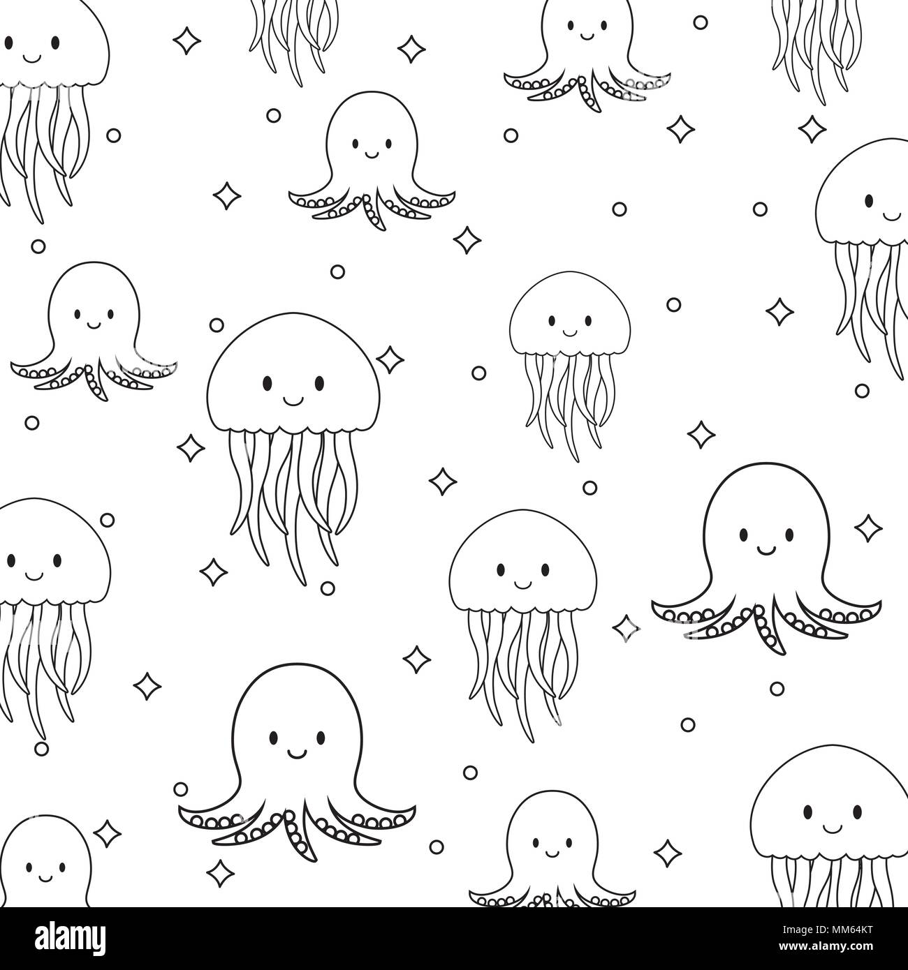 Cute Jellyfish Illustration Cute Jellyfish Tentacle Sea Animal Cartoon
