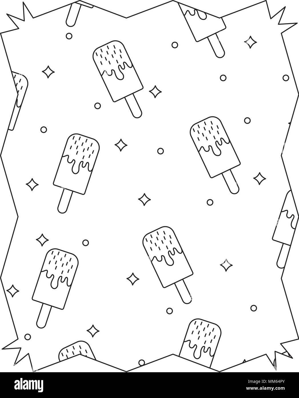 abstract frame with ice cream bar pattern over white background, vector ...