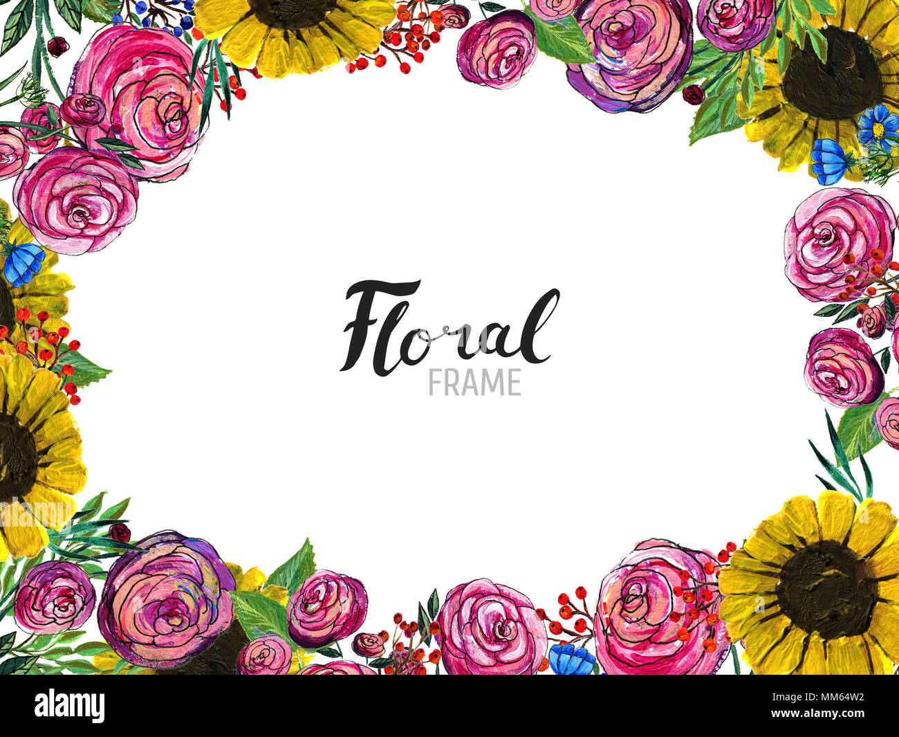 Hand drawn Flower Border Stock Photo - Alamy