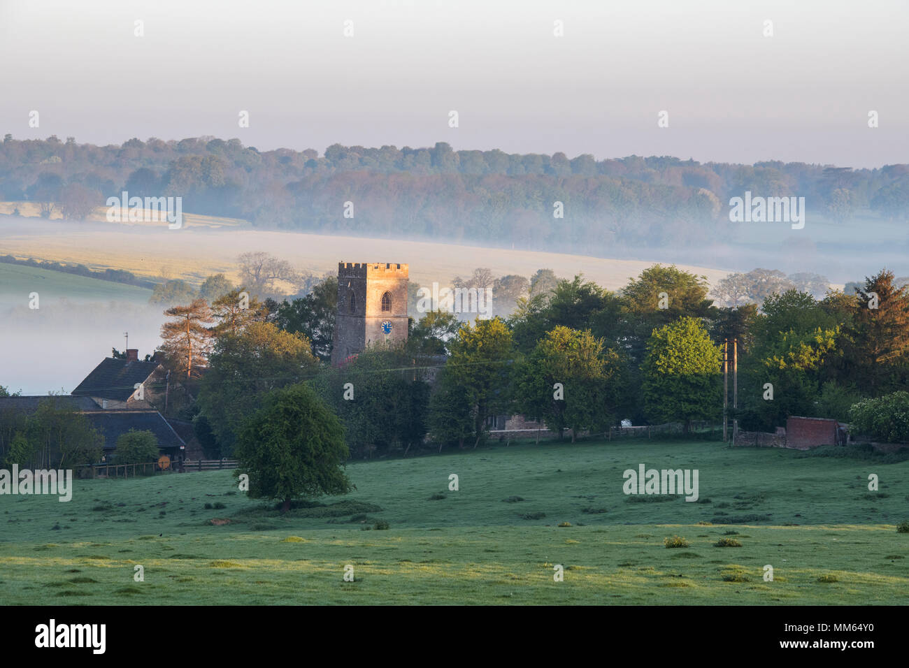 St Marys Church Upper Heyford in spring at sunrise. Upper Heyford ...