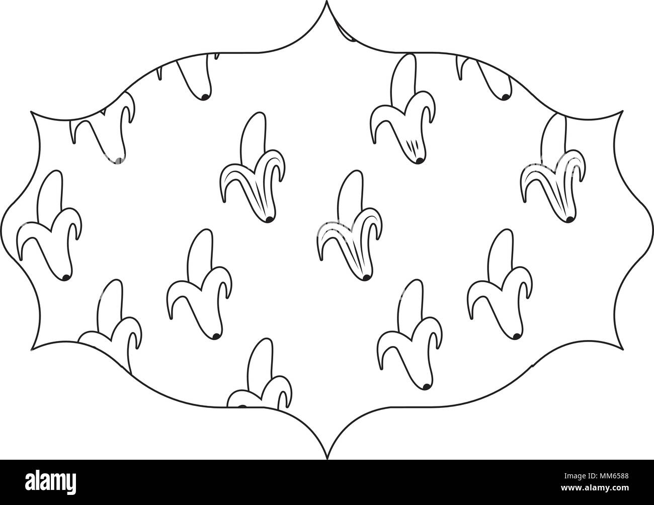 arabic frame with bananas pattern over white background, vector ...