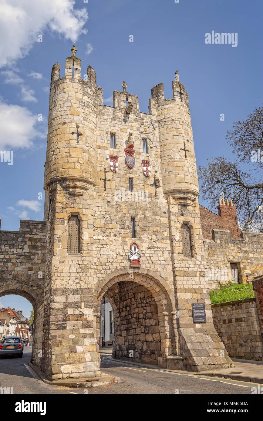 Micklegate Bar: Ornate and historic gateway into the city of York Stock ...