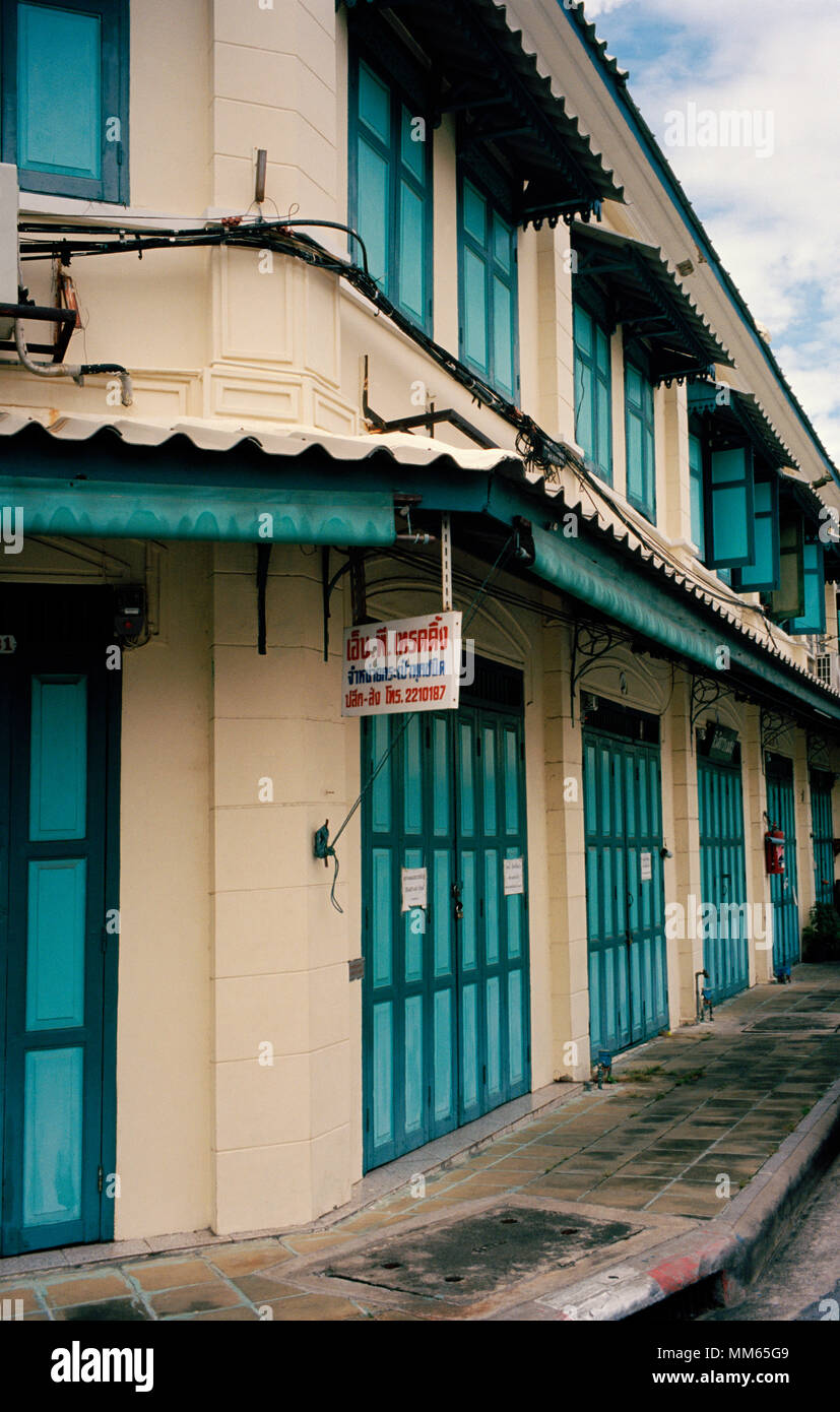 Renovated shophouses in Phraeng Phuton in Bangkok in Thailand in ...