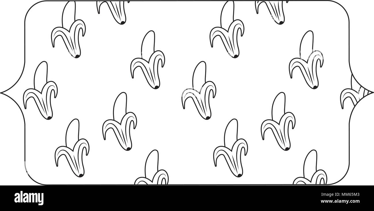 banner with bananas pattern over white background, vector illustration ...