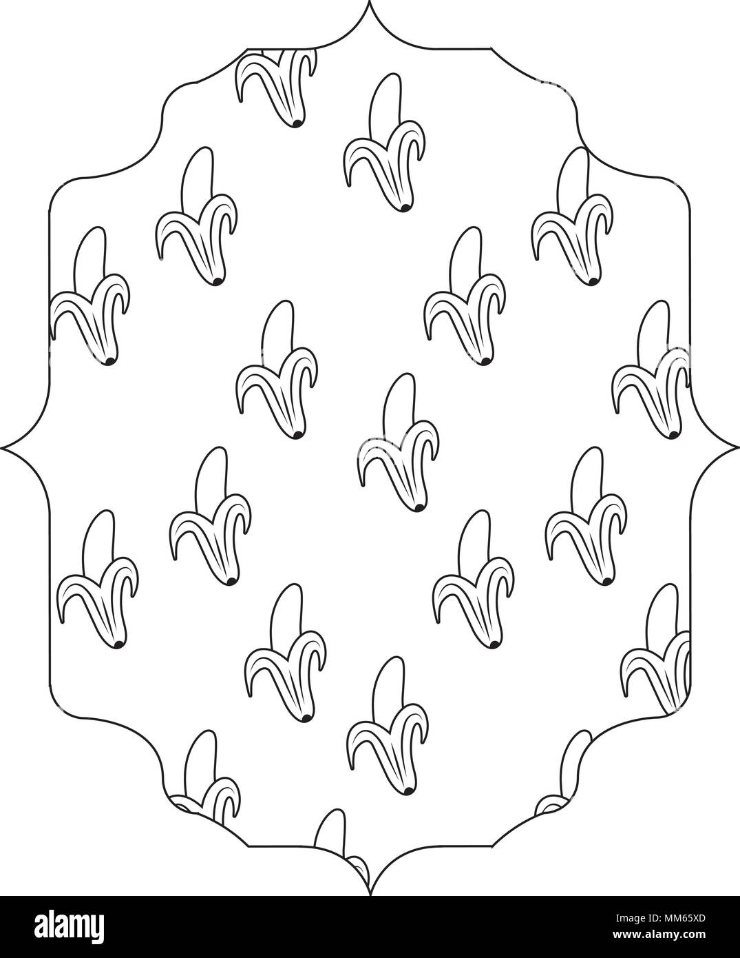 arabic frame with bananas pattern over white background, vector ...