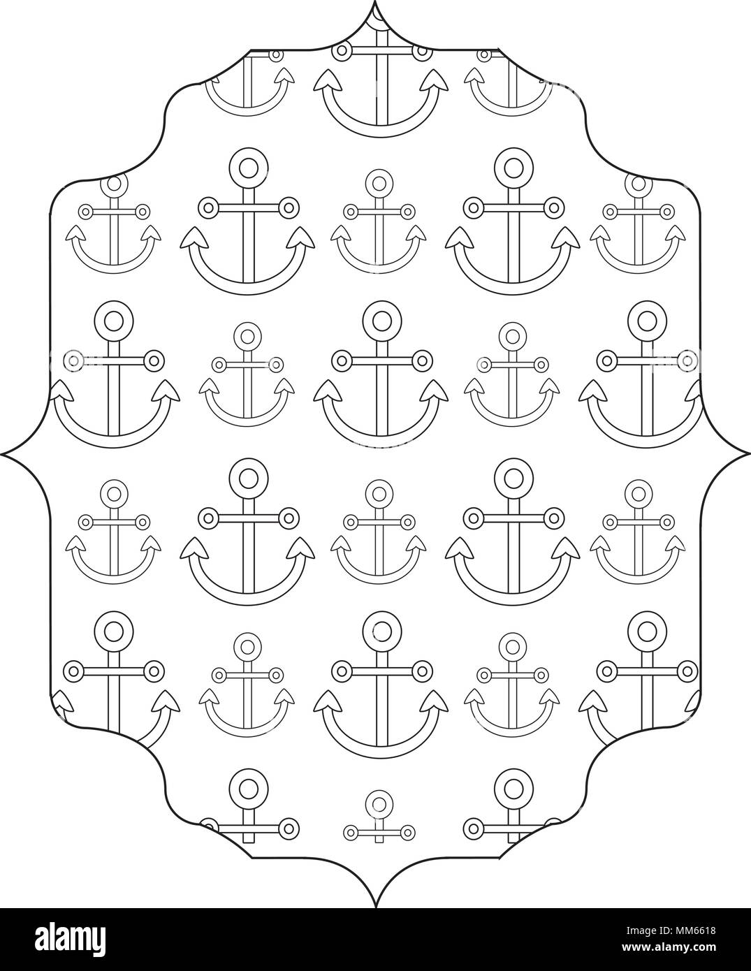 arabic frame with anchors pattern over white background, vector ...