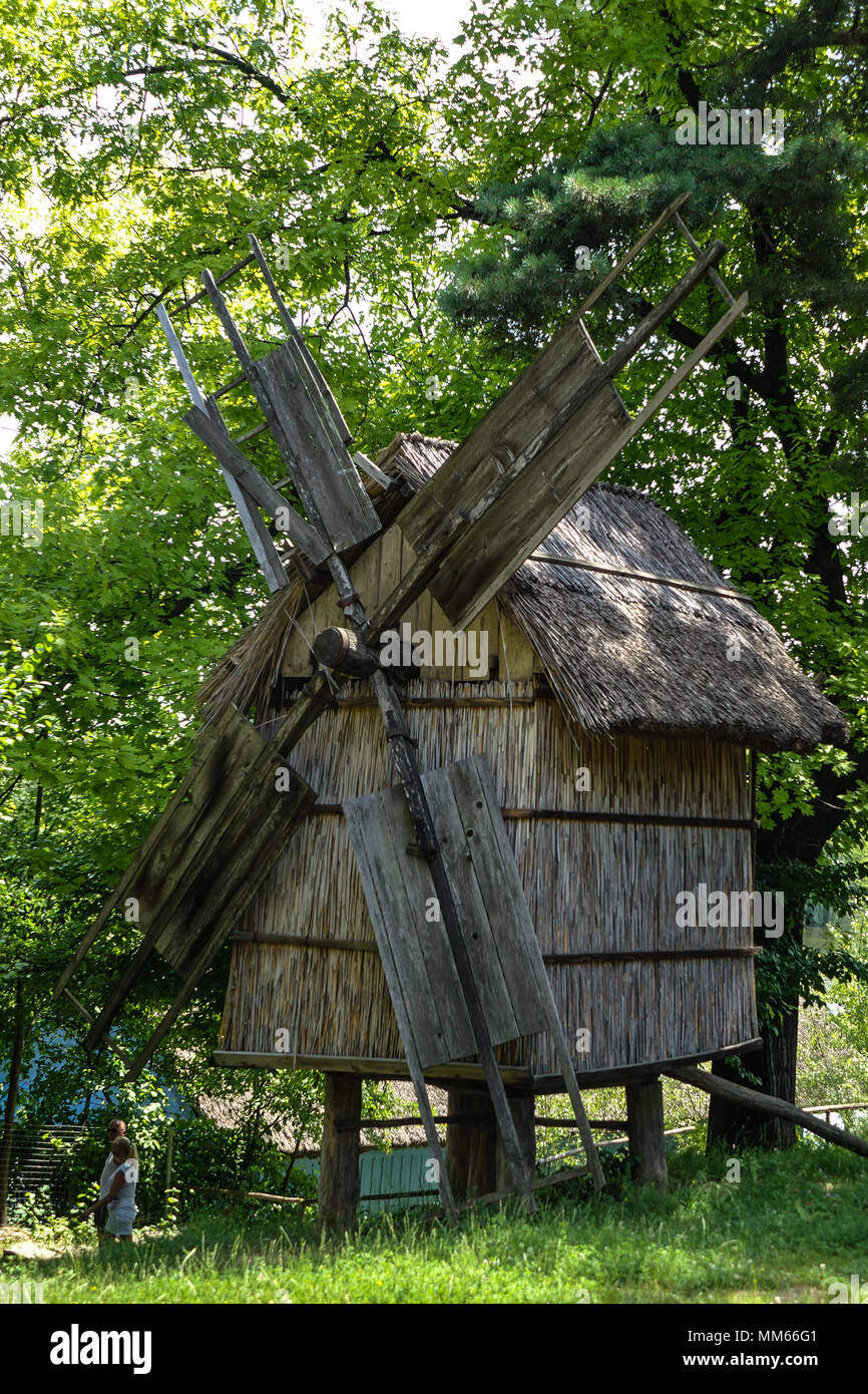 Old Romanian Windmill Stock Photo - Alamy