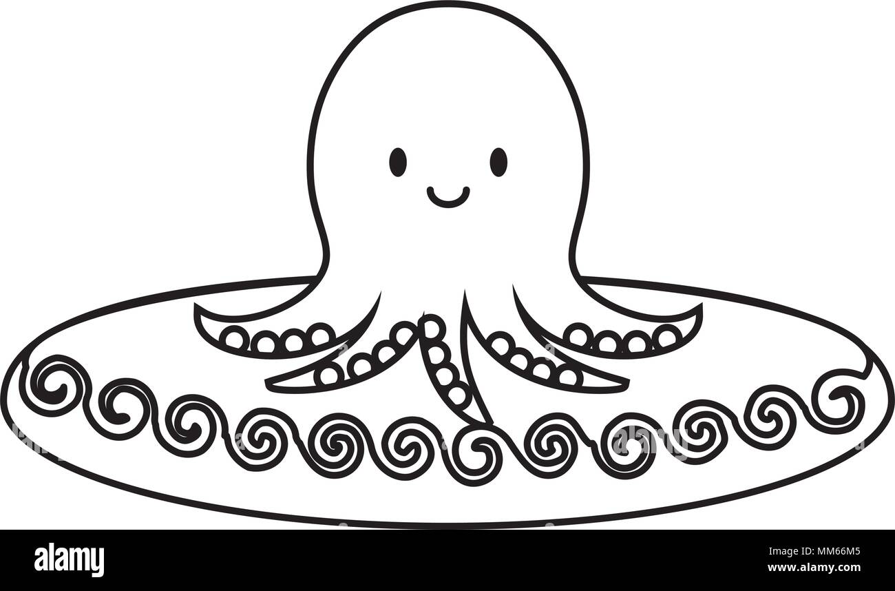 cute octopus icon over white background, vector illustration Stock ...
