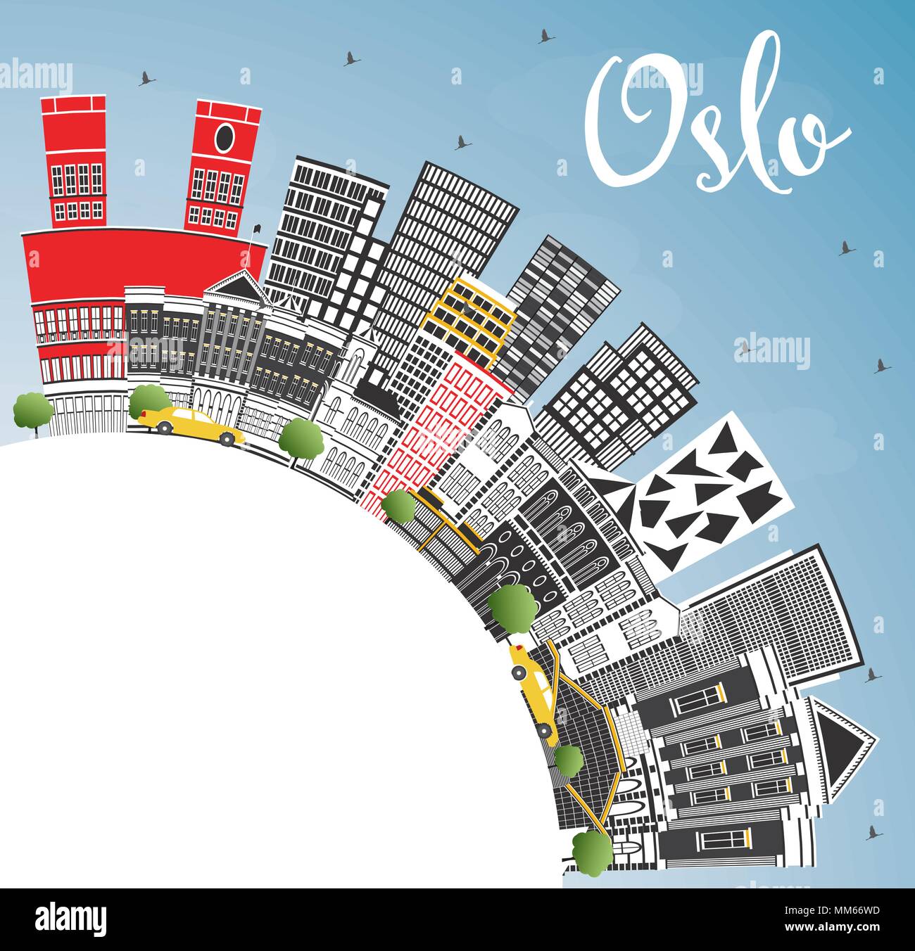 Oslo Norway City Skyline with Gray Buildings, Blue Sky and Copy Space ...