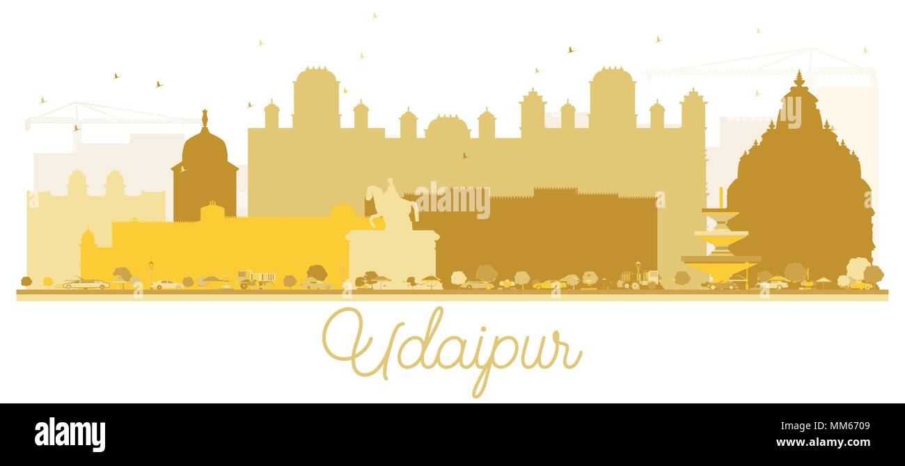 Udaipur India City skyline Golden silhouette. Vector illustration ...
