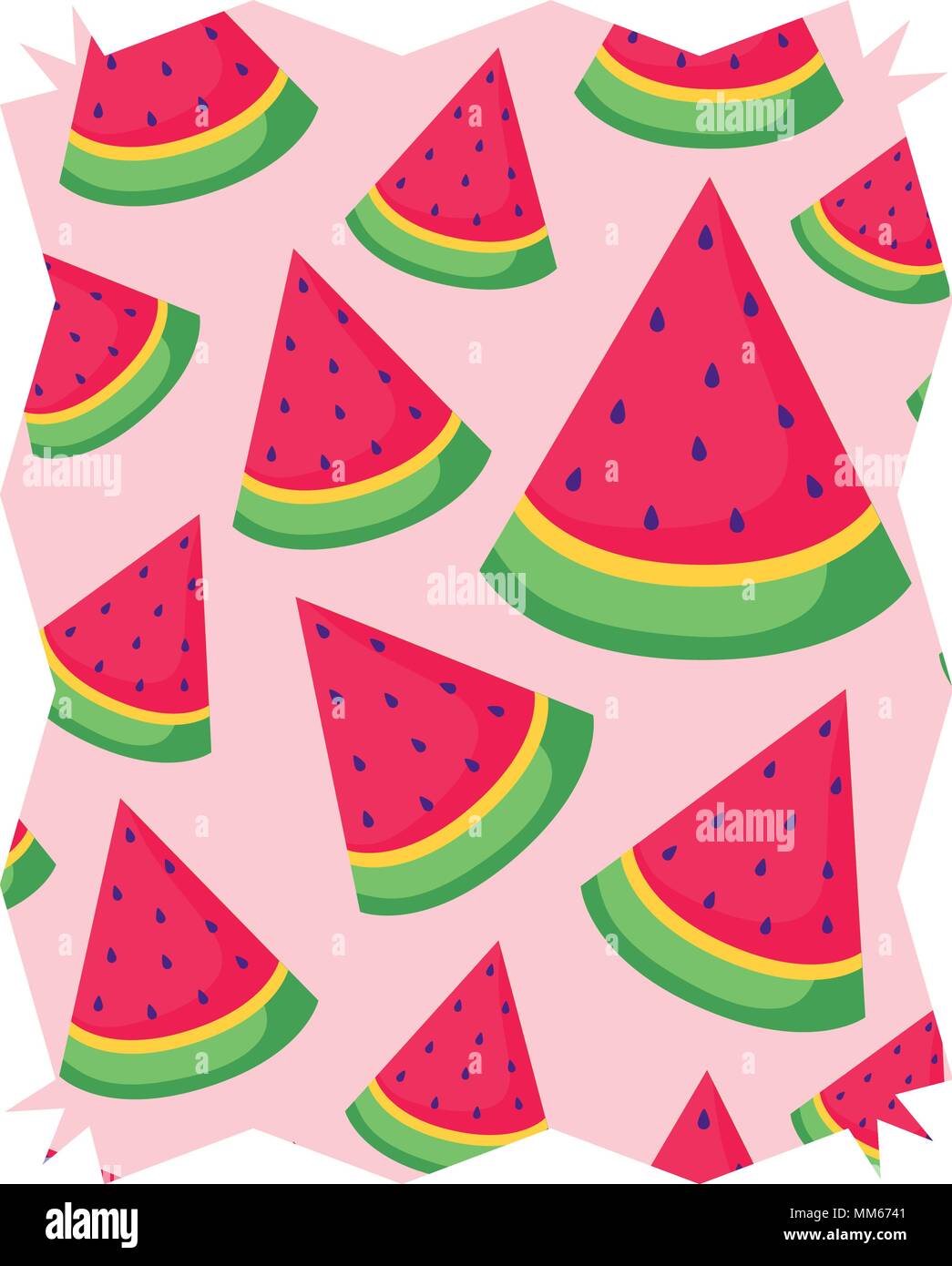 abstract frame with watermelons pattern over white background, vector ...