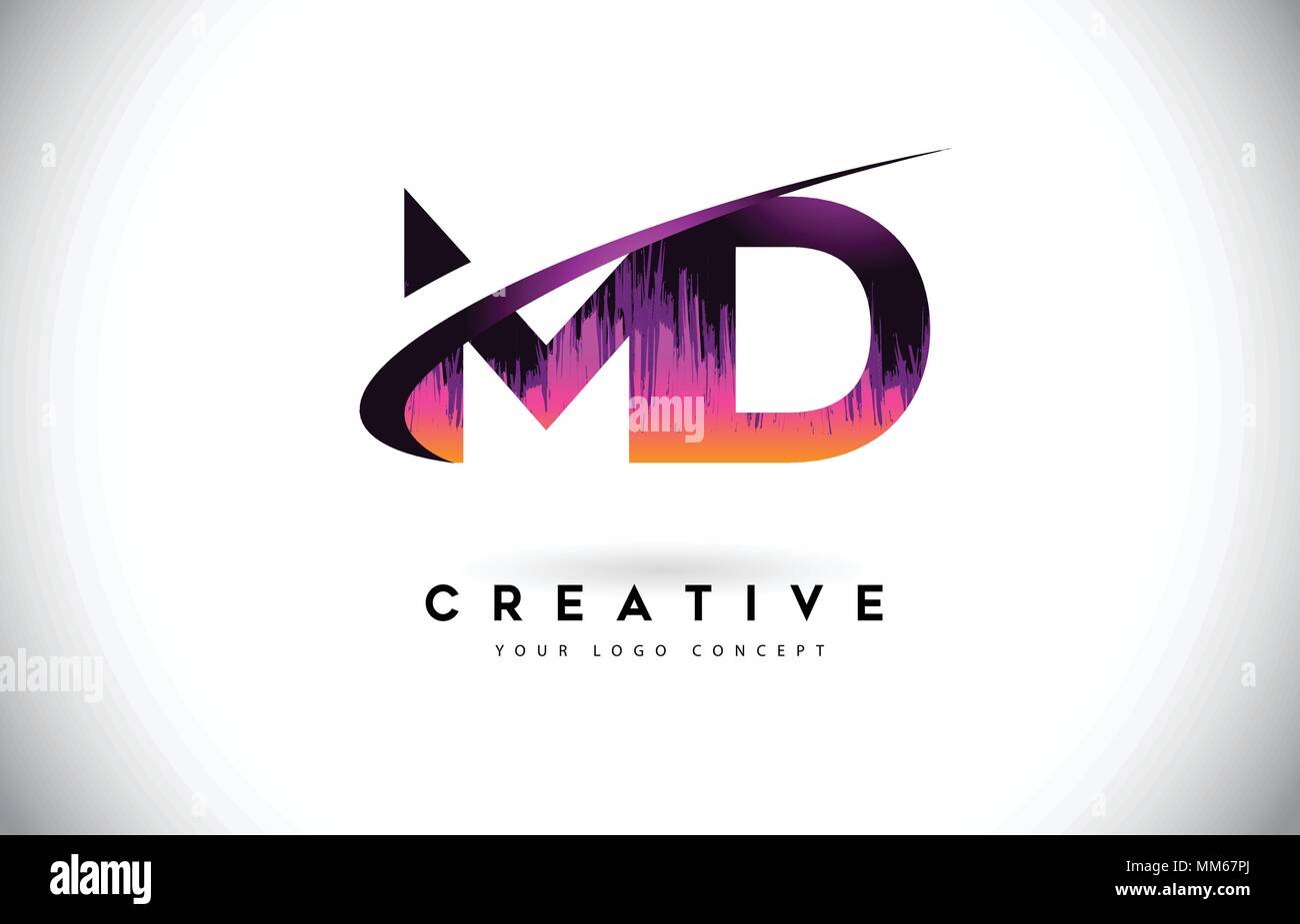 MD M D Grunge Letter Logo with Purple Vibrant Colors Design. Creative ...