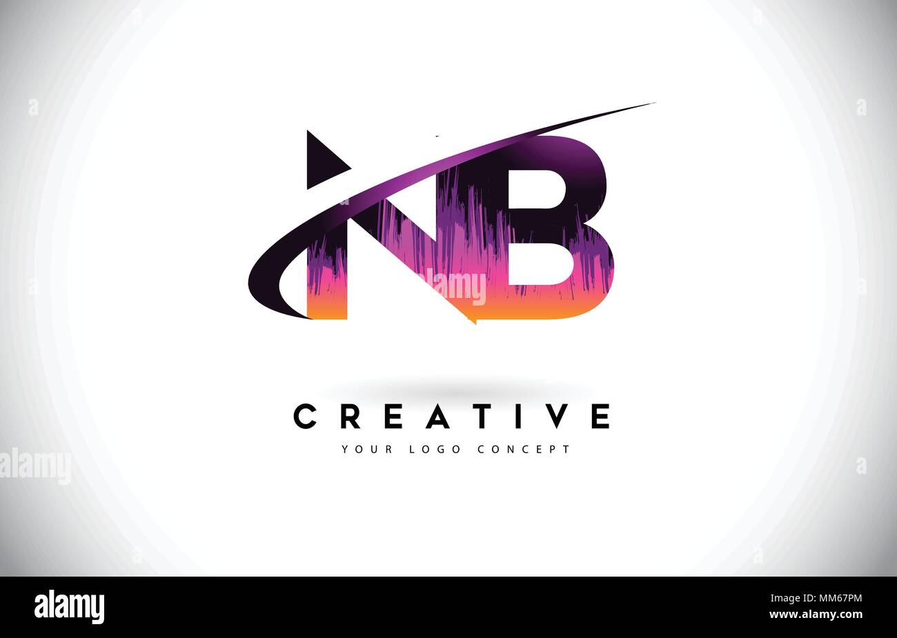 NB N B Grunge Letter Logo with Purple Vibrant Colors Design. Creative ...