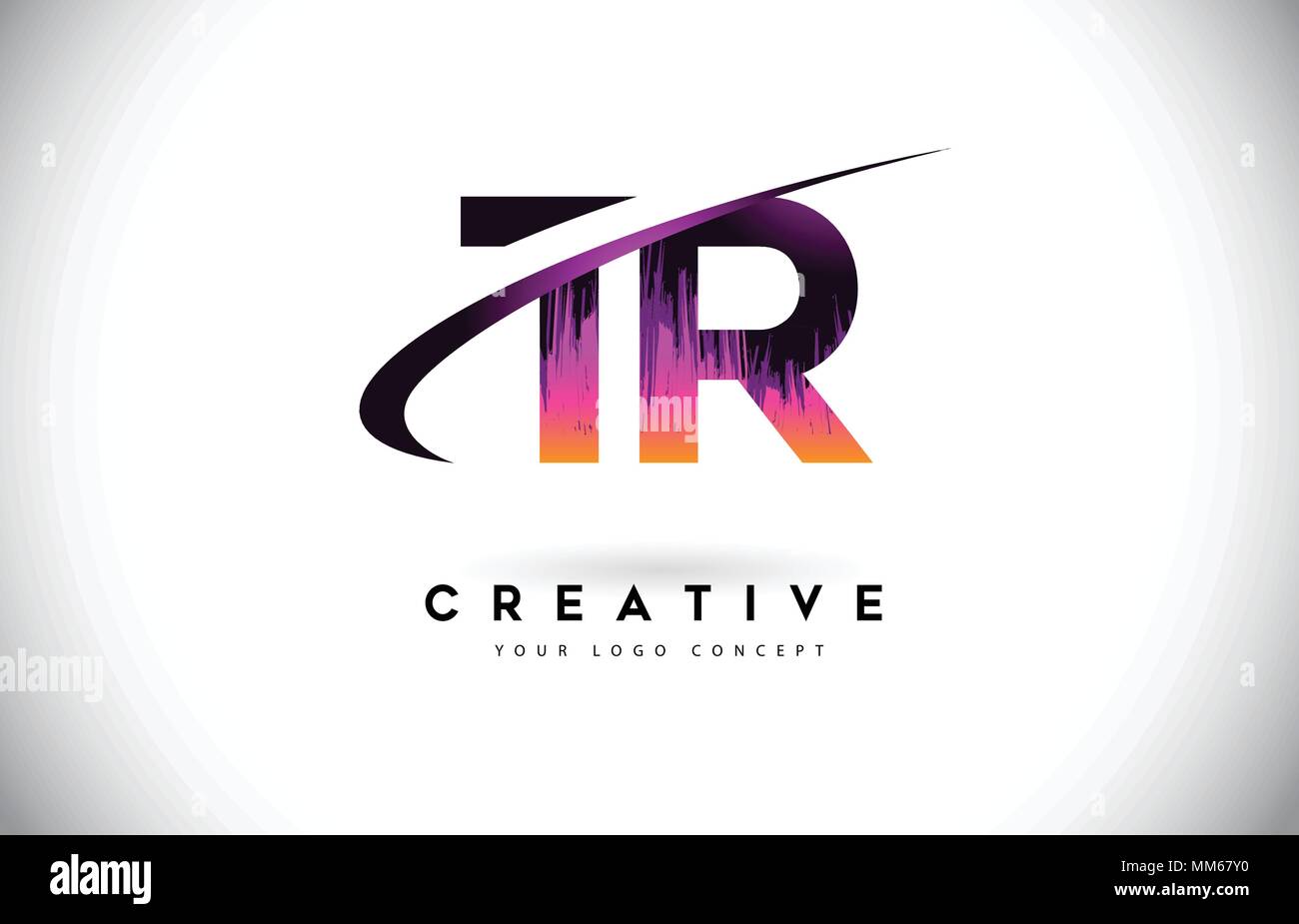 TR T R Grunge Letter Logo with Purple Vibrant Colors Design. Creative ...