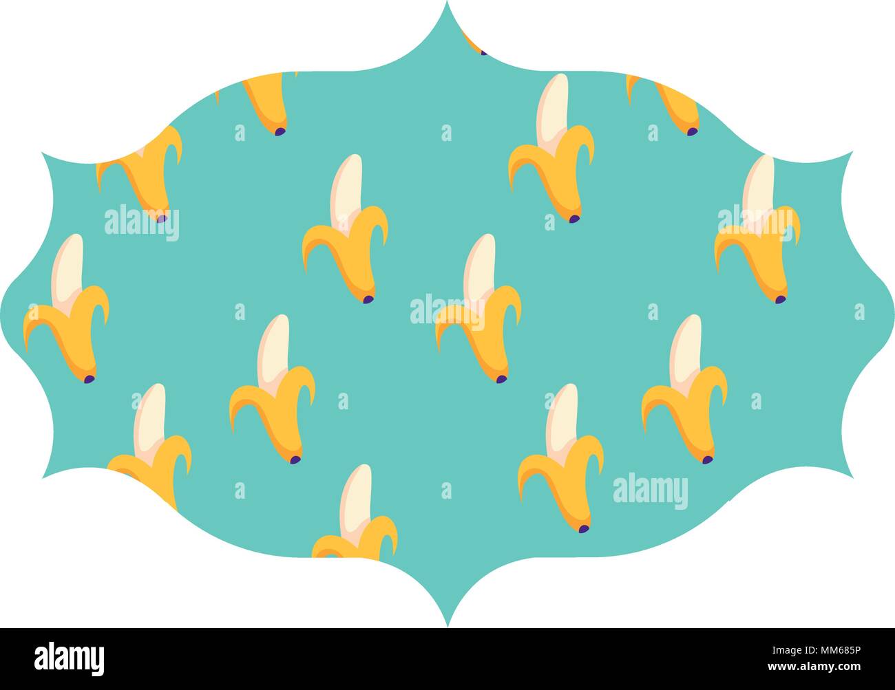 arabic frame with bananas pattern over white background, vector ...