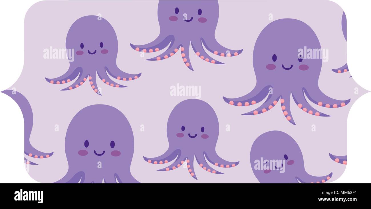 banner with cute octopus pattern over white background, colorful design ...