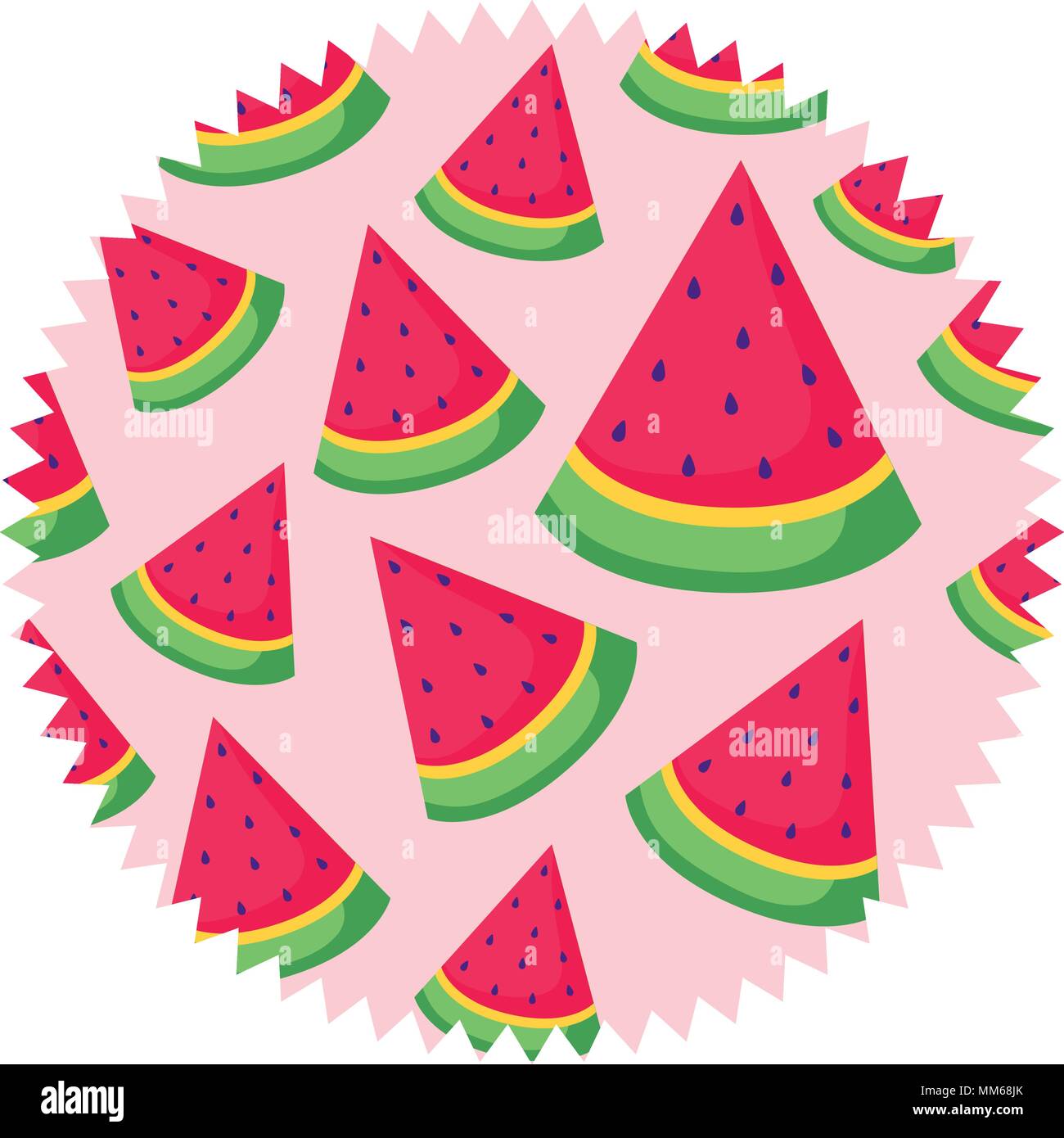 seal stamp with watermelons pattern over white background, vector ...