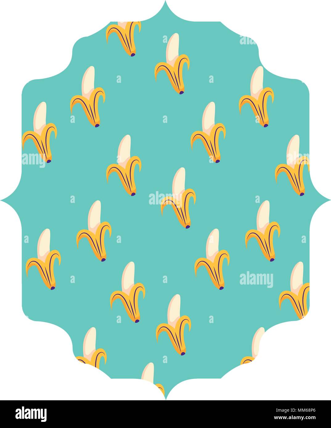arabic frame with bananas pattern over white background, vector ...