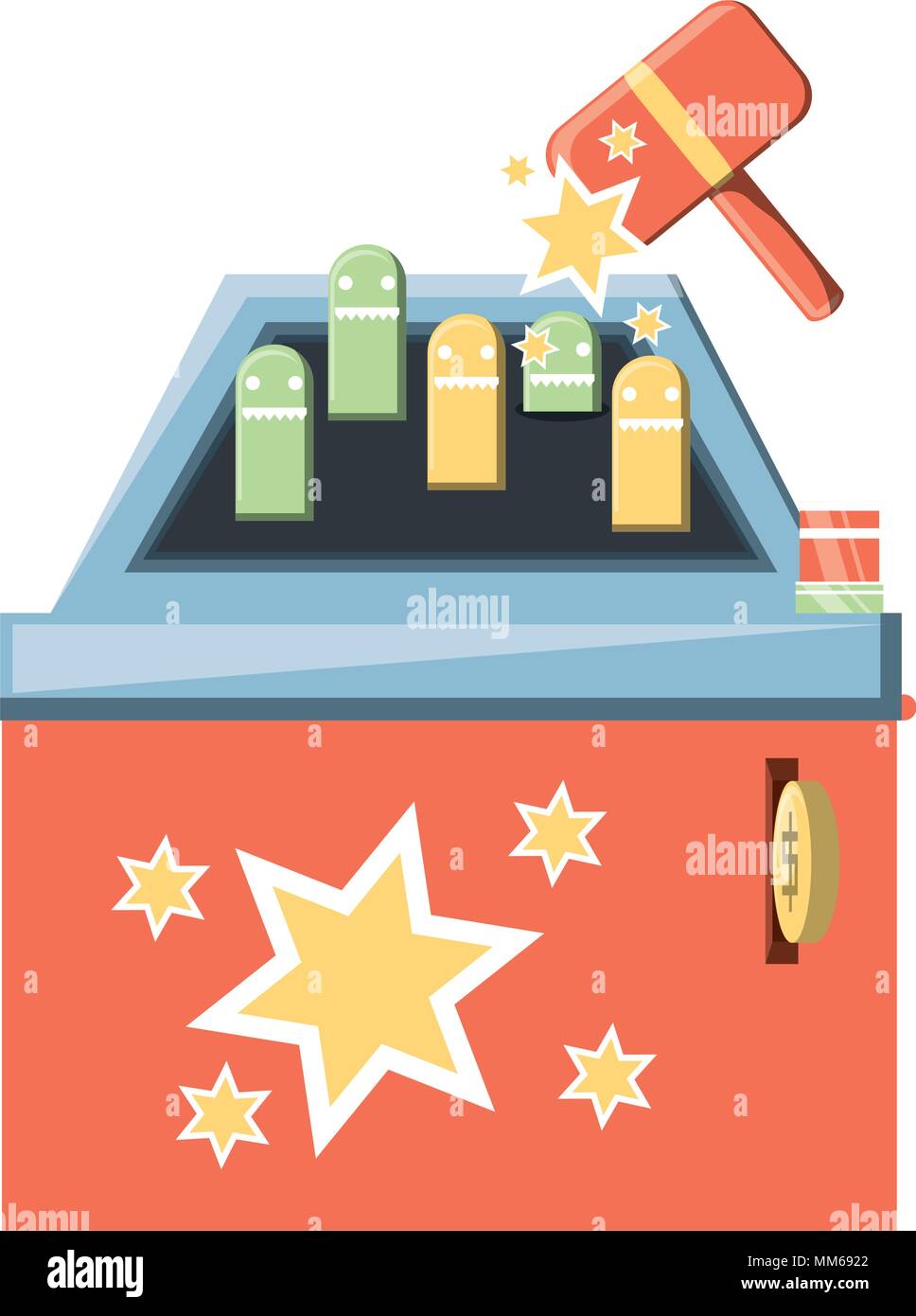 hammer arcade machine icon over white background, vector illustration ...