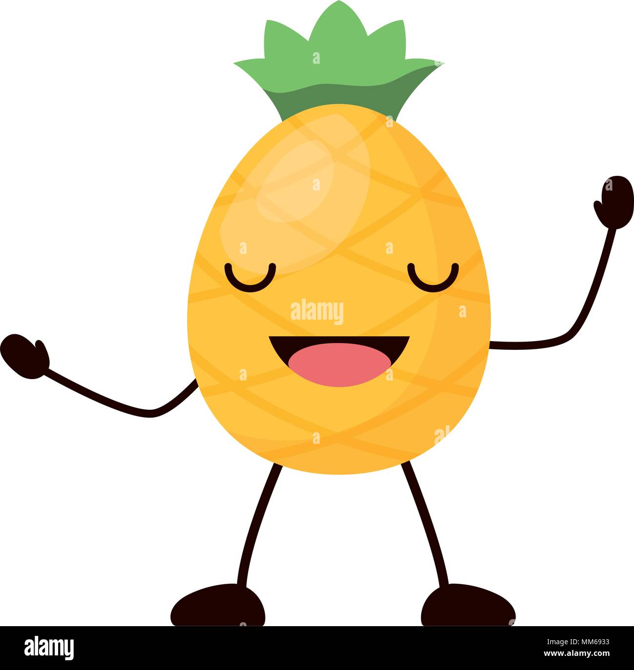 kawaii excited pineapple icon over white background, vector ...