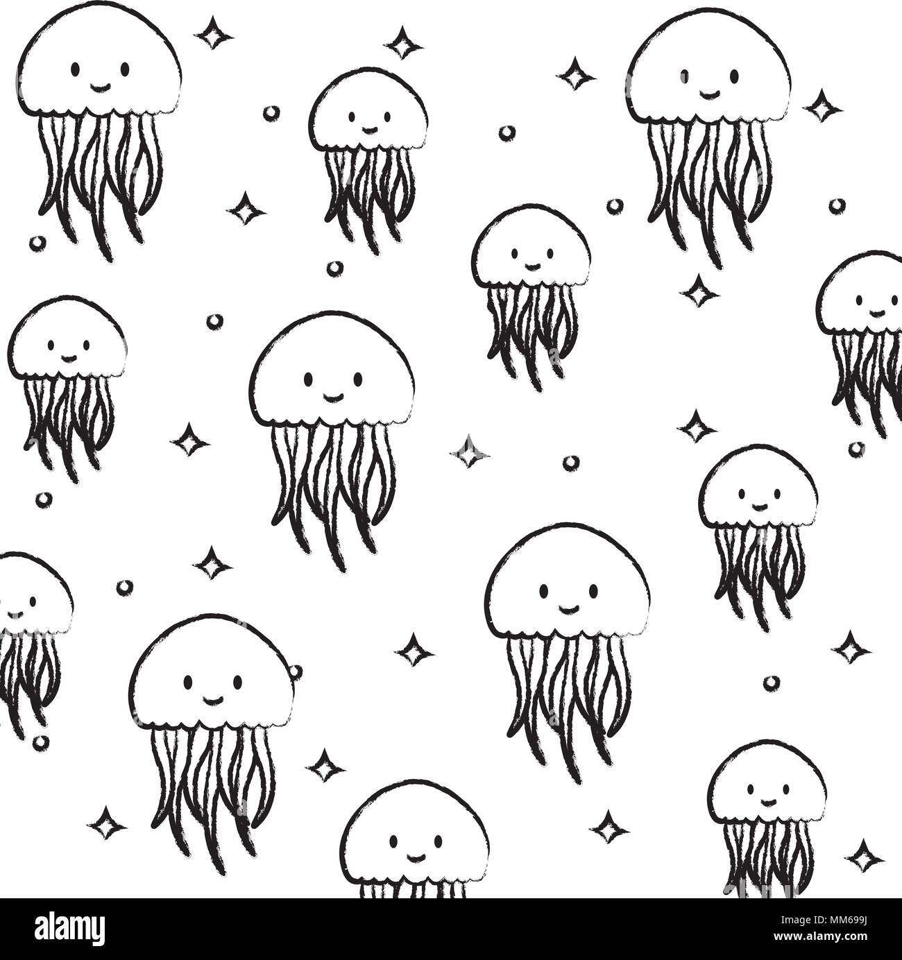 sketch of cute jellyfish background, vector illustration Stock Vector ...