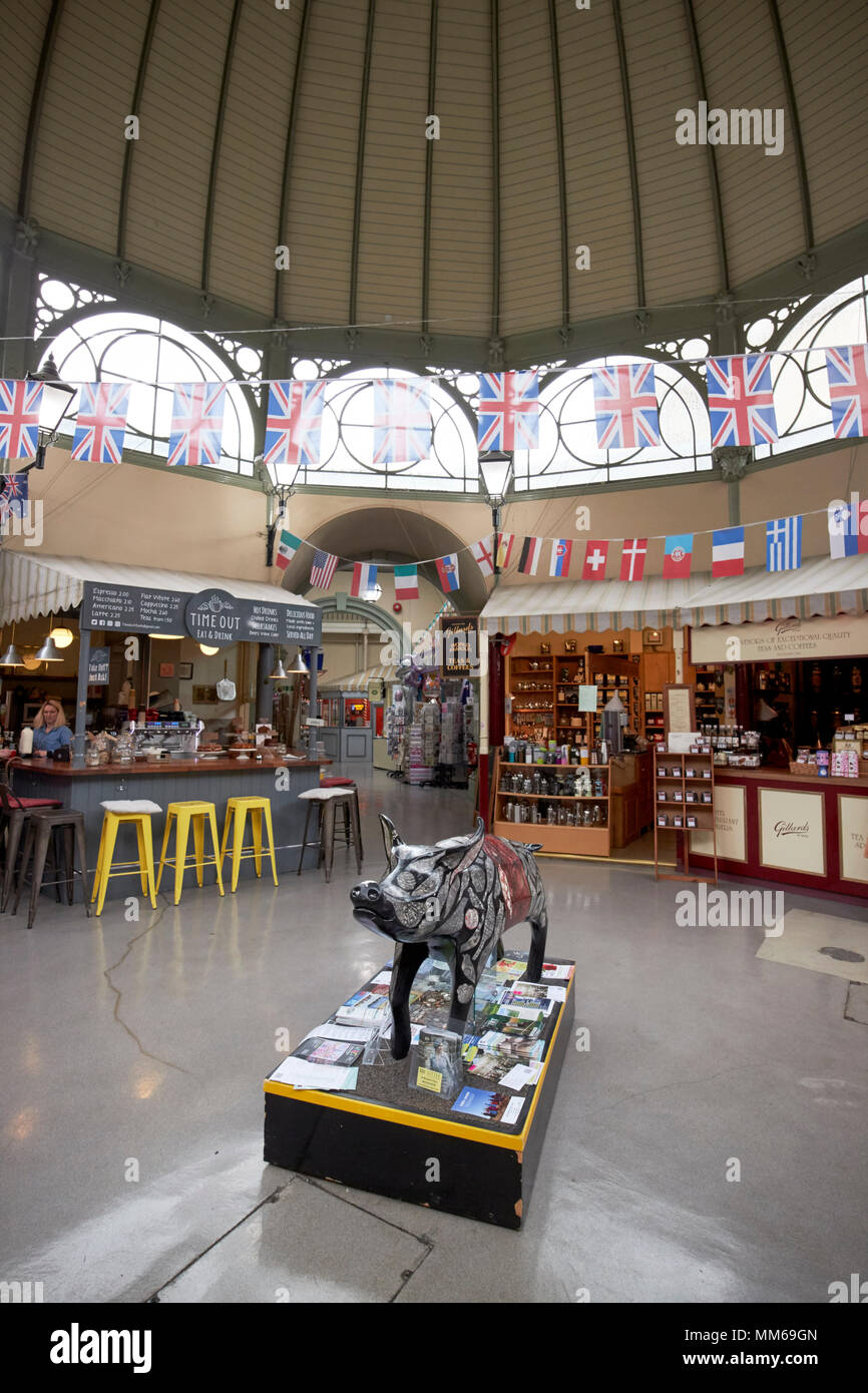 Bath Guildhall Market interior including king bladuds pigs art 'Juturna ...