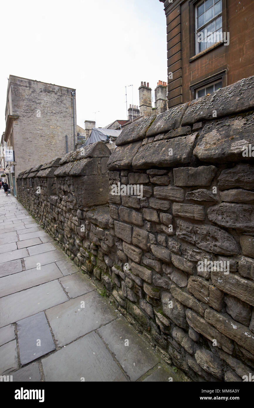 remaining part of the medieval wall of the city of Bath England UK ...