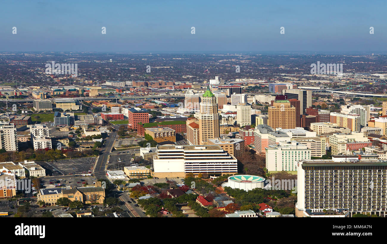 An aerial of San Antonio, Texas city center Stock Photo - Alamy