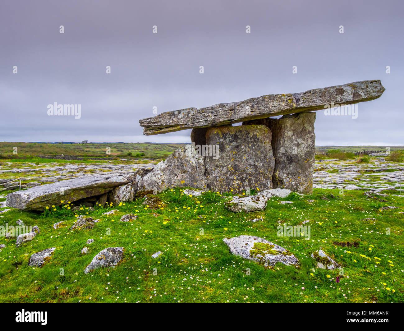 The famous Poulnabrone Dolmen Tomb in the Burren of Ireland Stock Photo ...