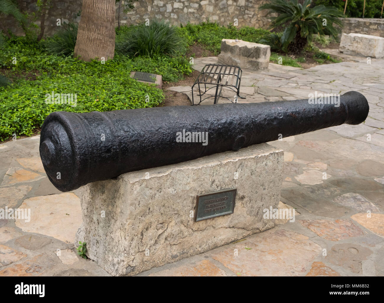 San Antonio, Texas - April 18, 2018: Historic antique cannon that was ...