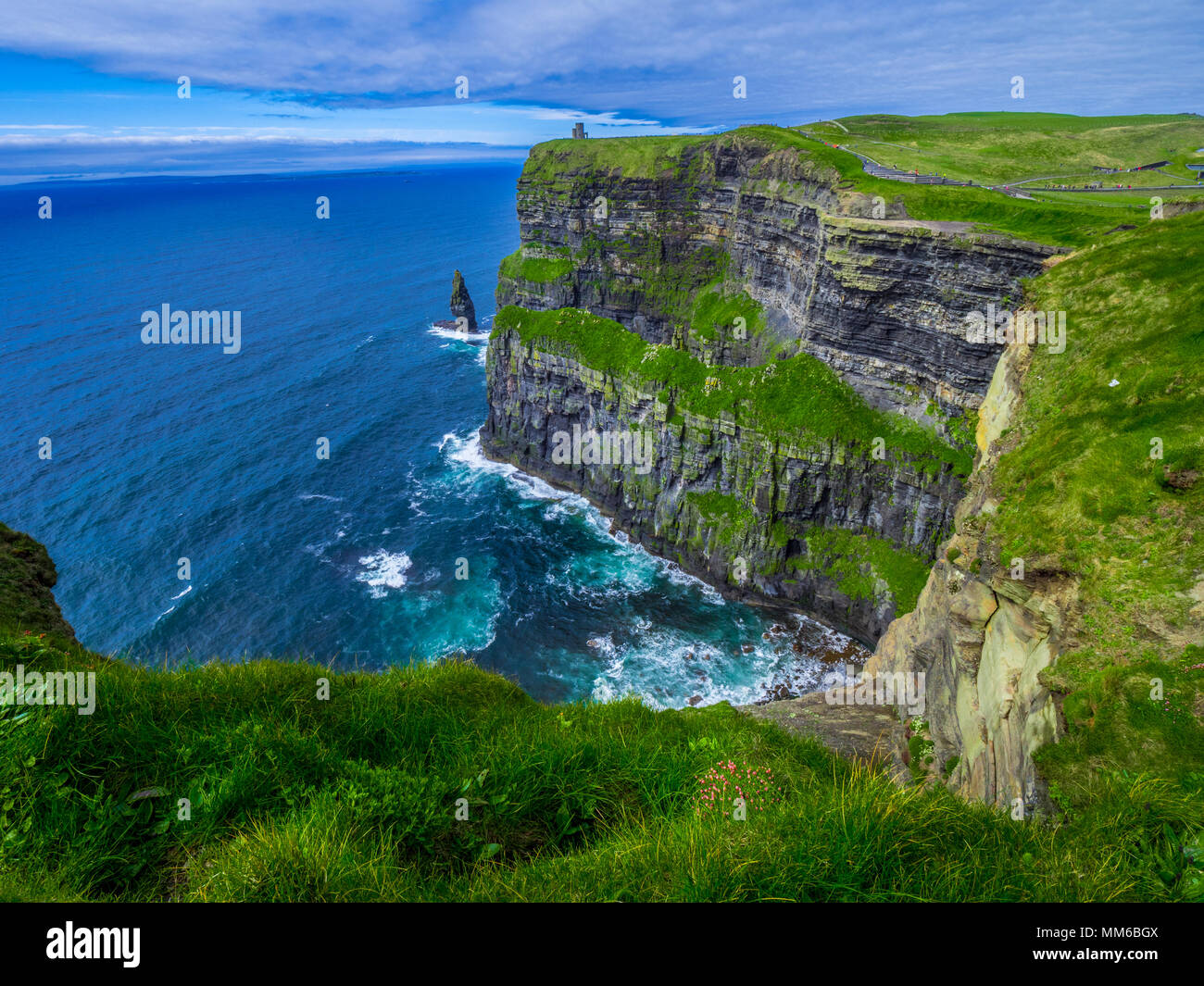 Amazing wide angle view over the Cliffs of Moher in Ireland Stock Photo ...