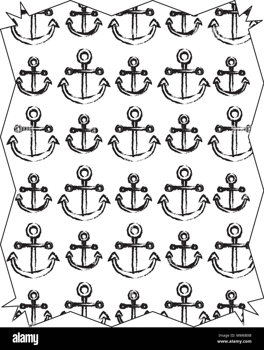 abstract frame with anchors pattern over white background, vector ...