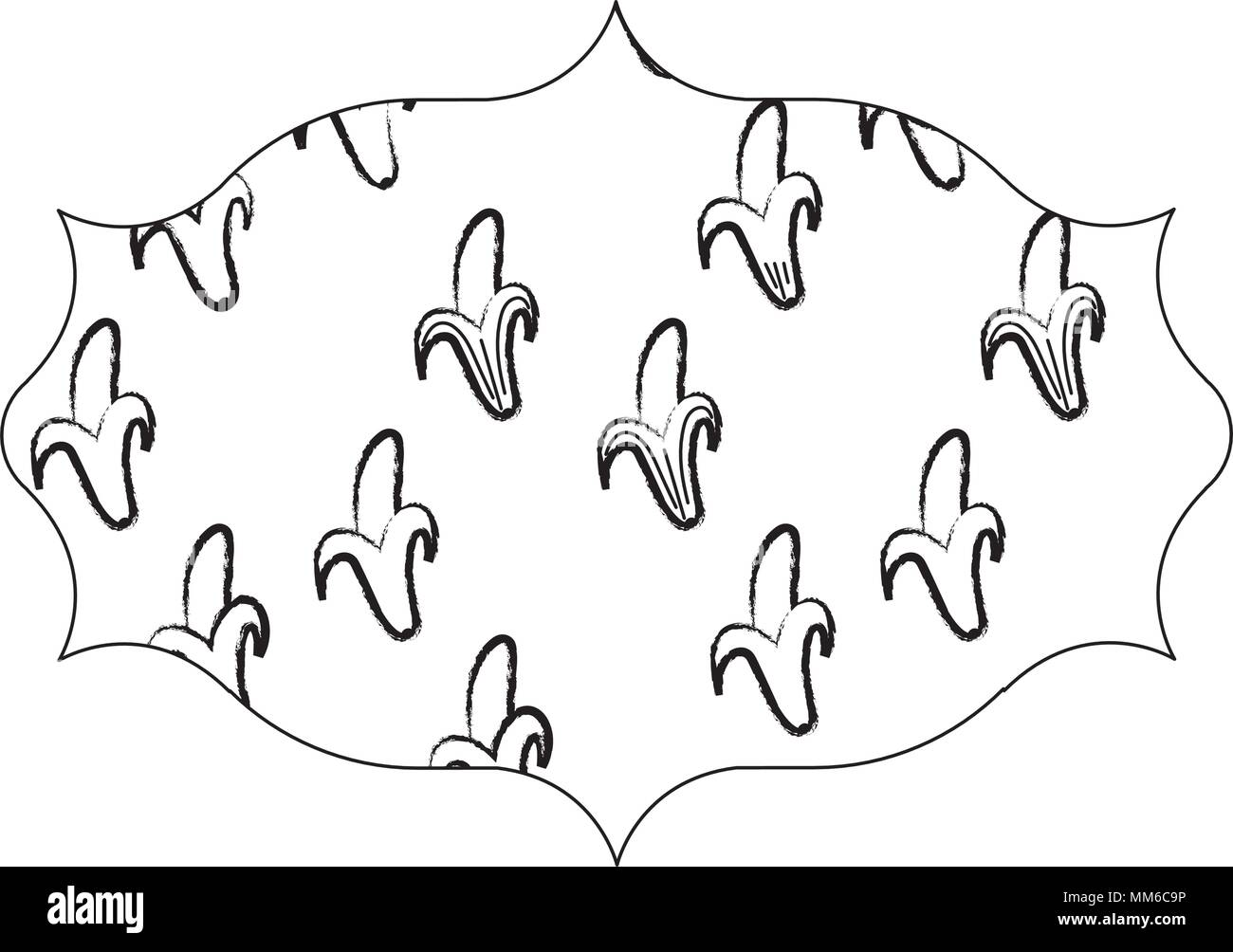 arabic frame with bananas pattern over white background, vector ...