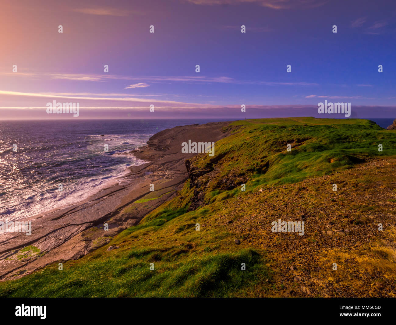 Wonderful Cliffs of Kilkee at sunset - Irish west coast Stock Photo - Alamy