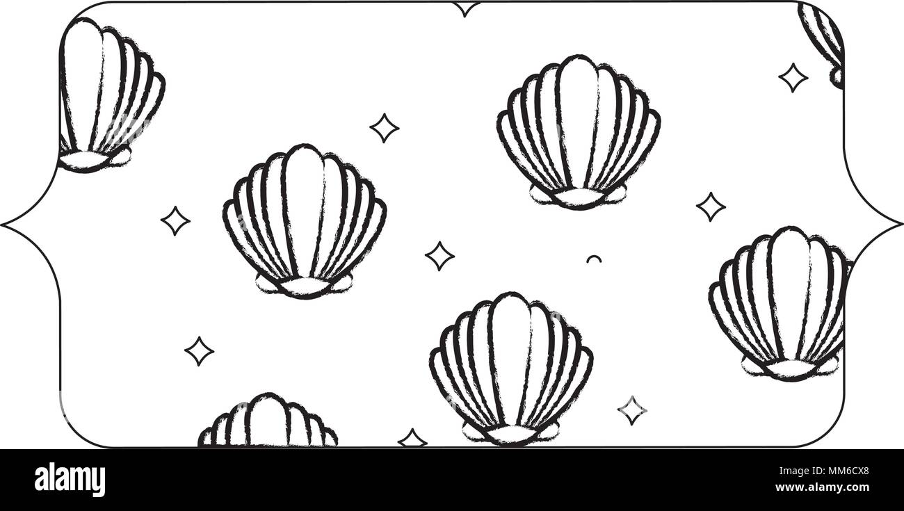 banner with seashells pattern over white background, vector ...