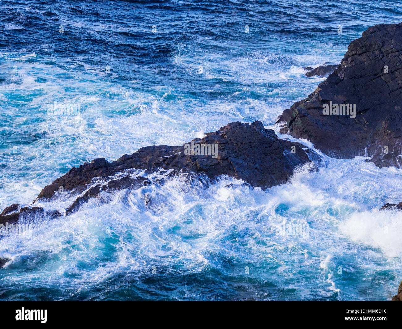 Wild Atlantic Ocean - aerial view from the Cliffs of Kilkee in Ireland ...