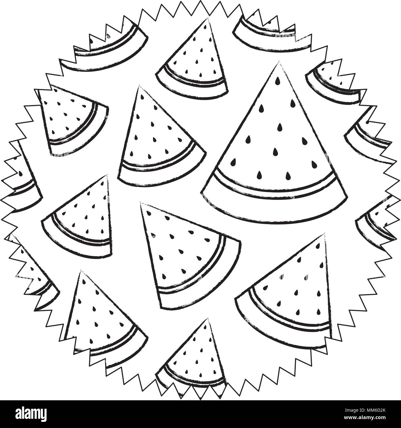 seal stamp with watermelons pattern over white background, vector ...