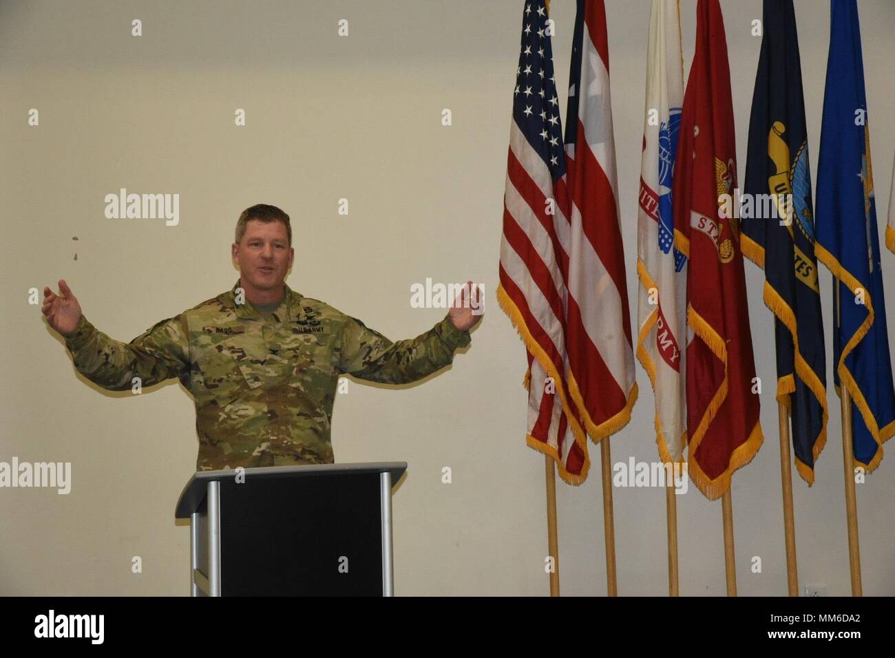 Col. Guy Bass, U.S. Army Garrison Fort Buchanan commander, introduces ...