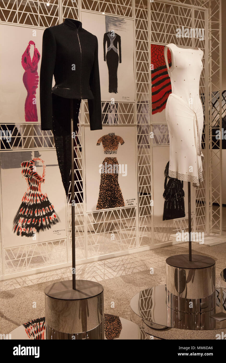 Dresses by Tunisian designer Azzedine Alaia go on show at the Design ...