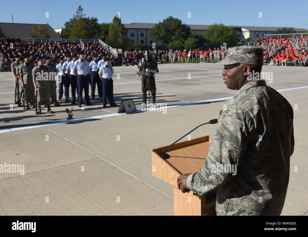 Col. Leo Lawson, Jr., 81st Training Group commander, delivers remarks ...