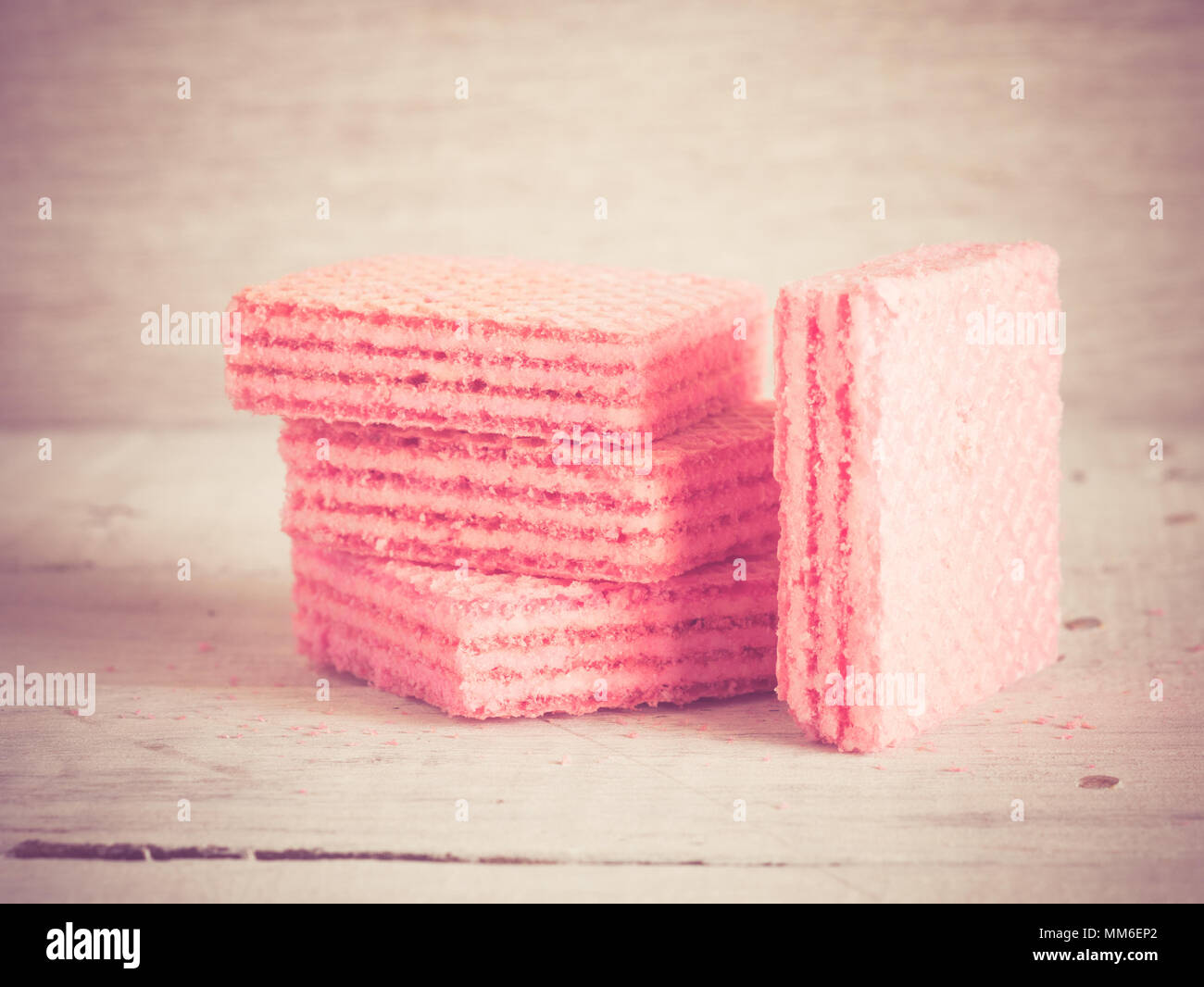 Pink waffles with filter effect retro vintage style Stock Photo - Alamy