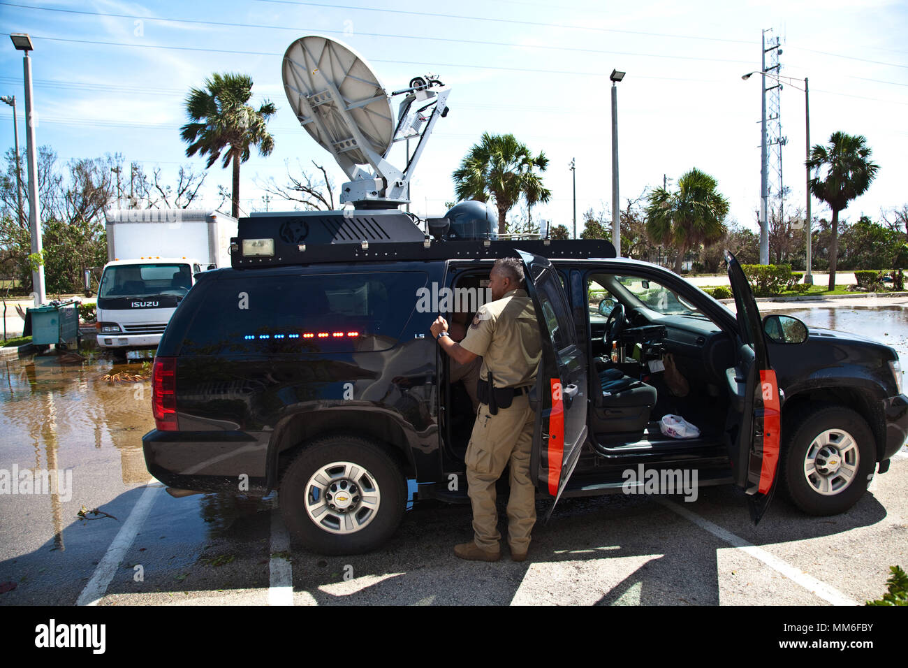 A U S Customs And Border Protection Mobile Command Vehicle Sits Out