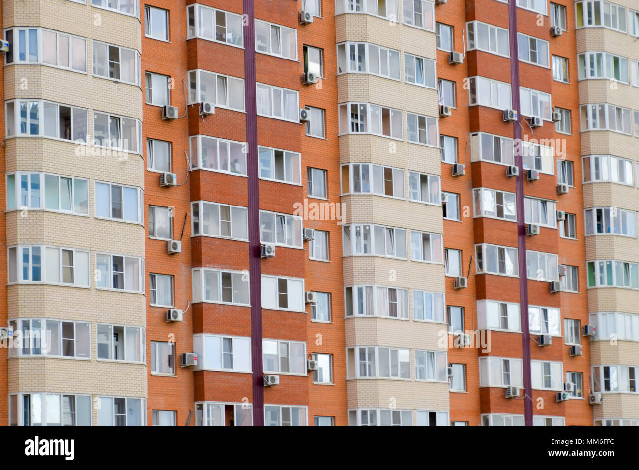 New storey residential building on the city street. Residential houses ...