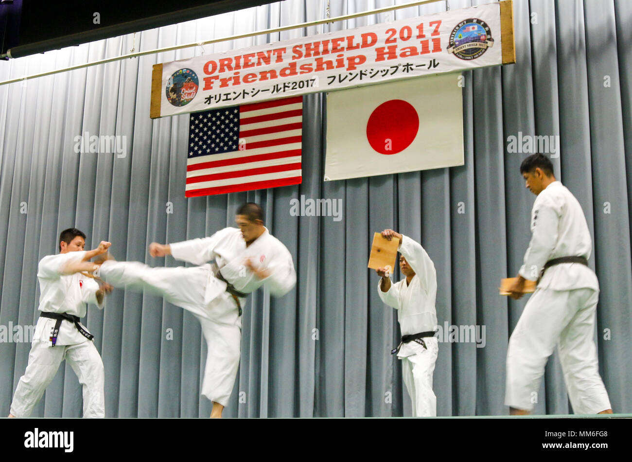 Japanese Ground Self-Defense Force Soldiers perform a martial arts ...